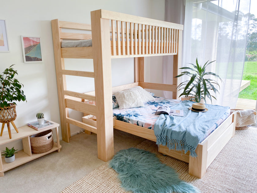 Family Scandi T-shaped bunk bed PINE – Magic of wood NZ