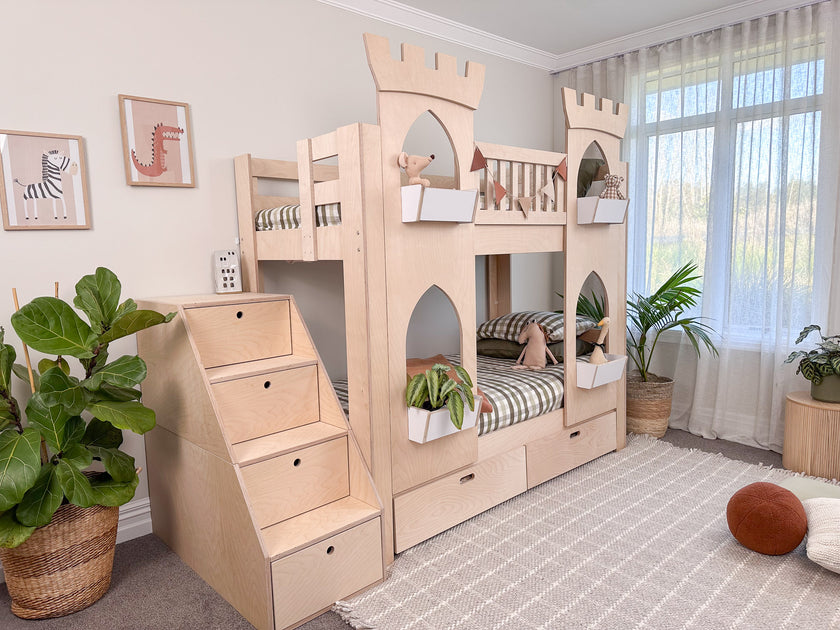Castle Bunk Bed with Two Towers | Magic of wood NZ bunk beds