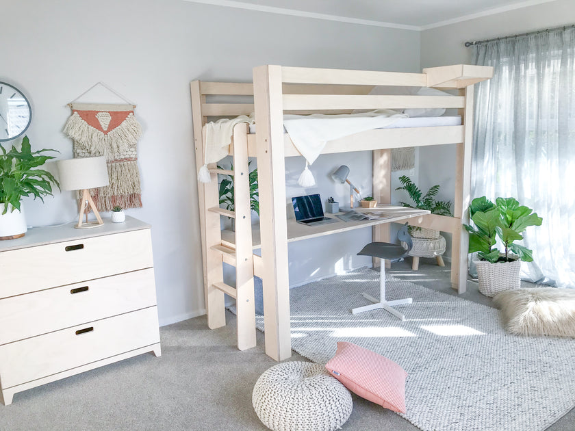 Classic Loft bed with desk – Magic of wood NZ