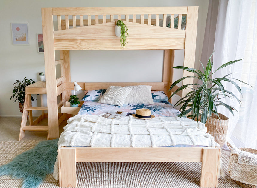 Family Cozy T-shaped bunk bed PINE – Magic of wood NZ
