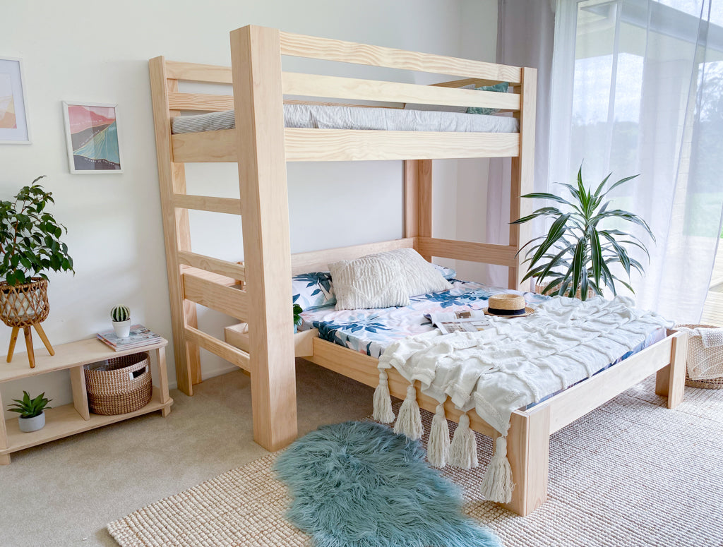 Family Classic T-shaped bunk bed PINE | Magic of wood NZ premium beds ...