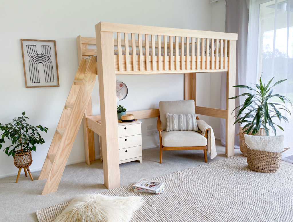 Scandi loft bed PINE – Magic of wood NZ
