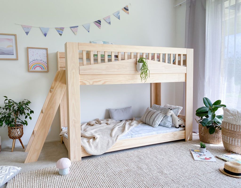 Cozy LOW bunk bed PINE | Magic of wood NZ premium beds & bunk beds